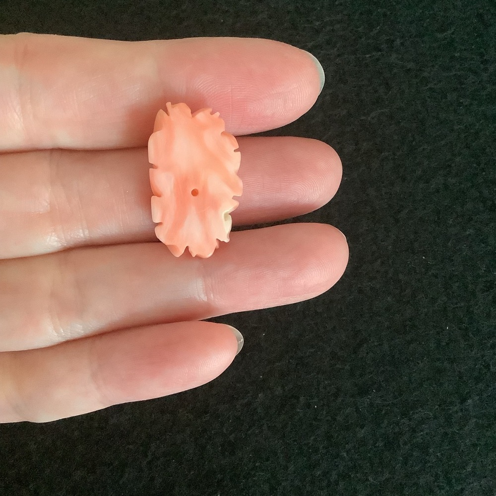 Vintage Two Hand Carved Natural Angels Skin Coral. - Gem